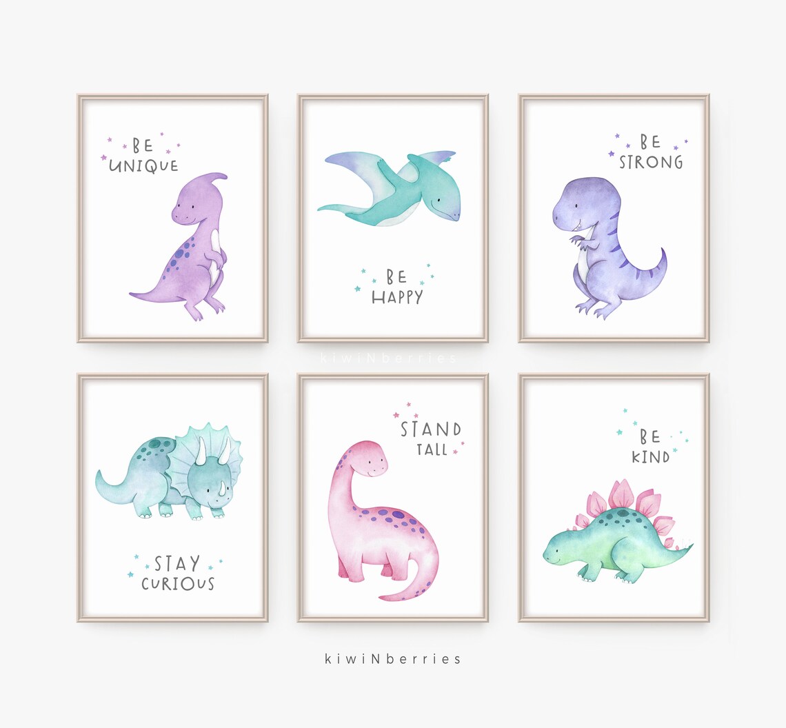 Apatosaurus Print Dinosaur Prints for Girls Pink Watercolor - Etsy