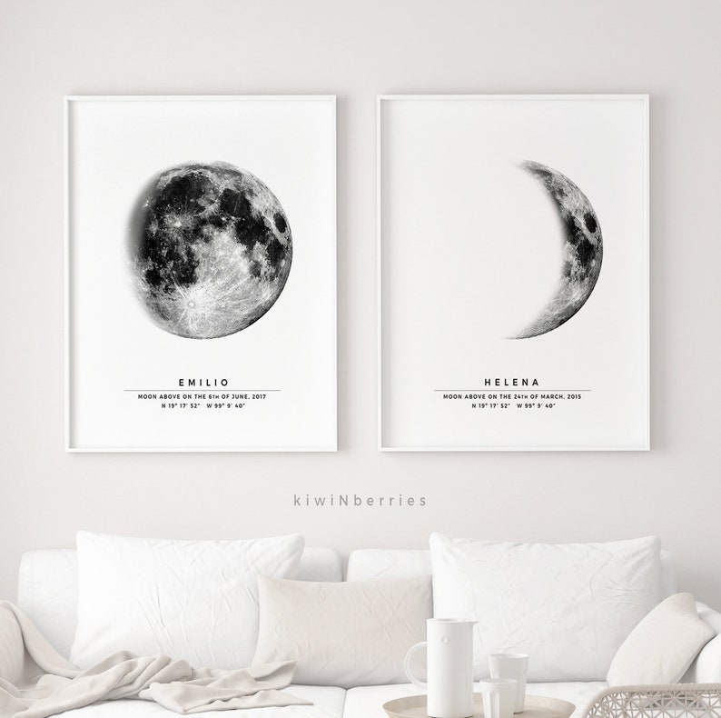 Printable Gift Custom Moon Print Personalized Moon Phase | Etsy