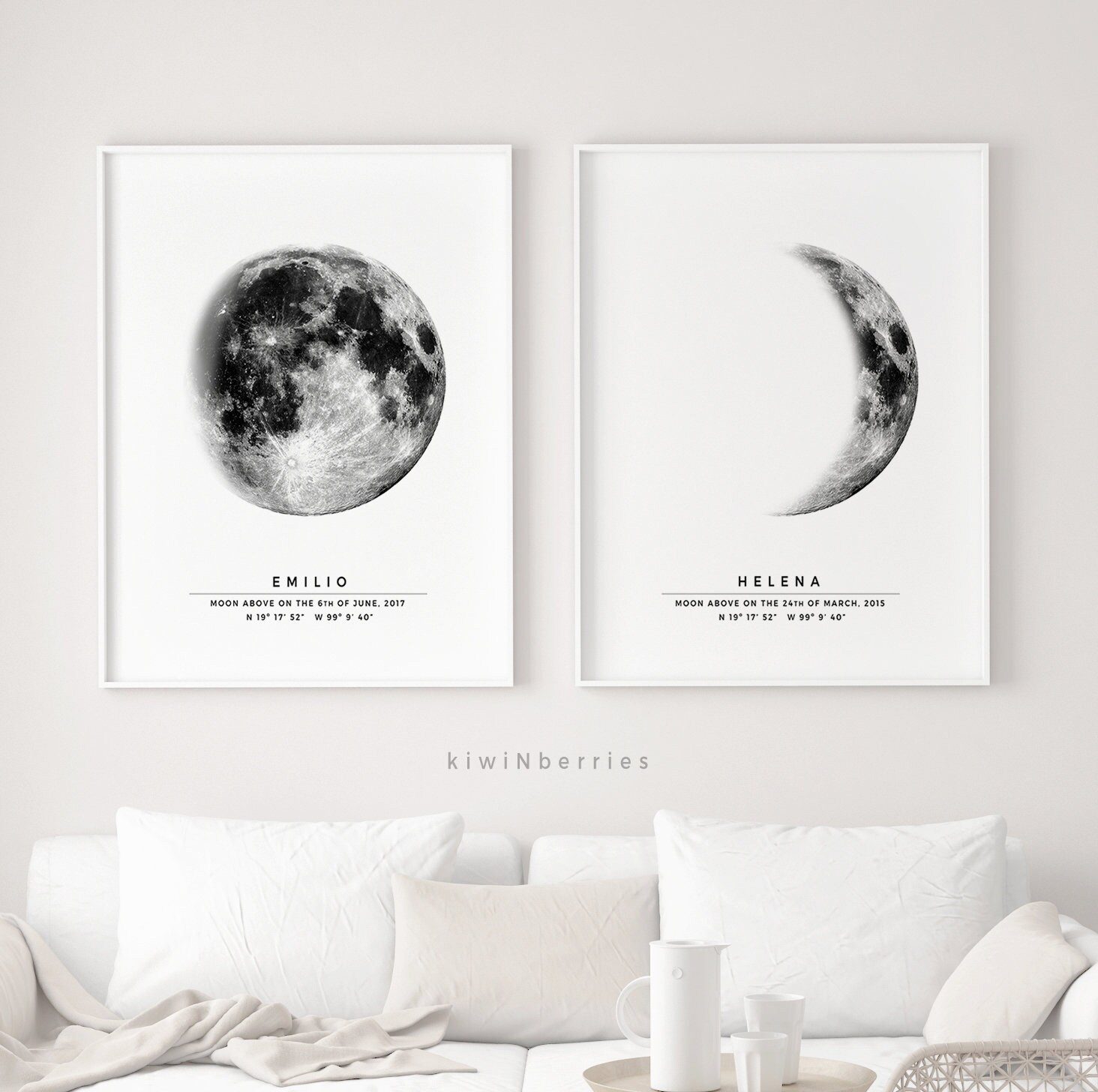 Printable Gift Custom Moon Print Personalized Moon Phase | Etsy