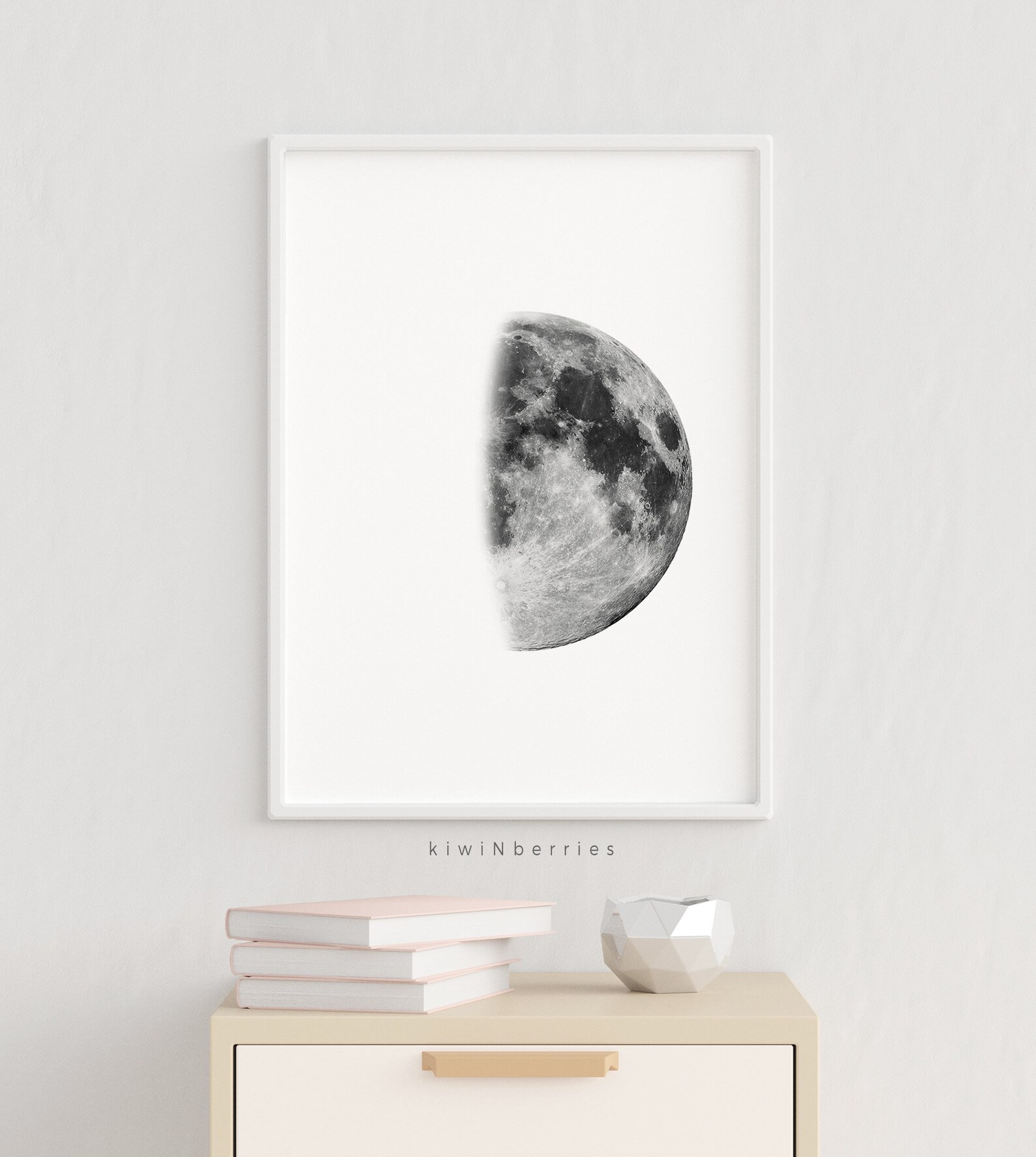 Lunar Phases Print Set of 5 Moon Phases Printable Moon | Etsy