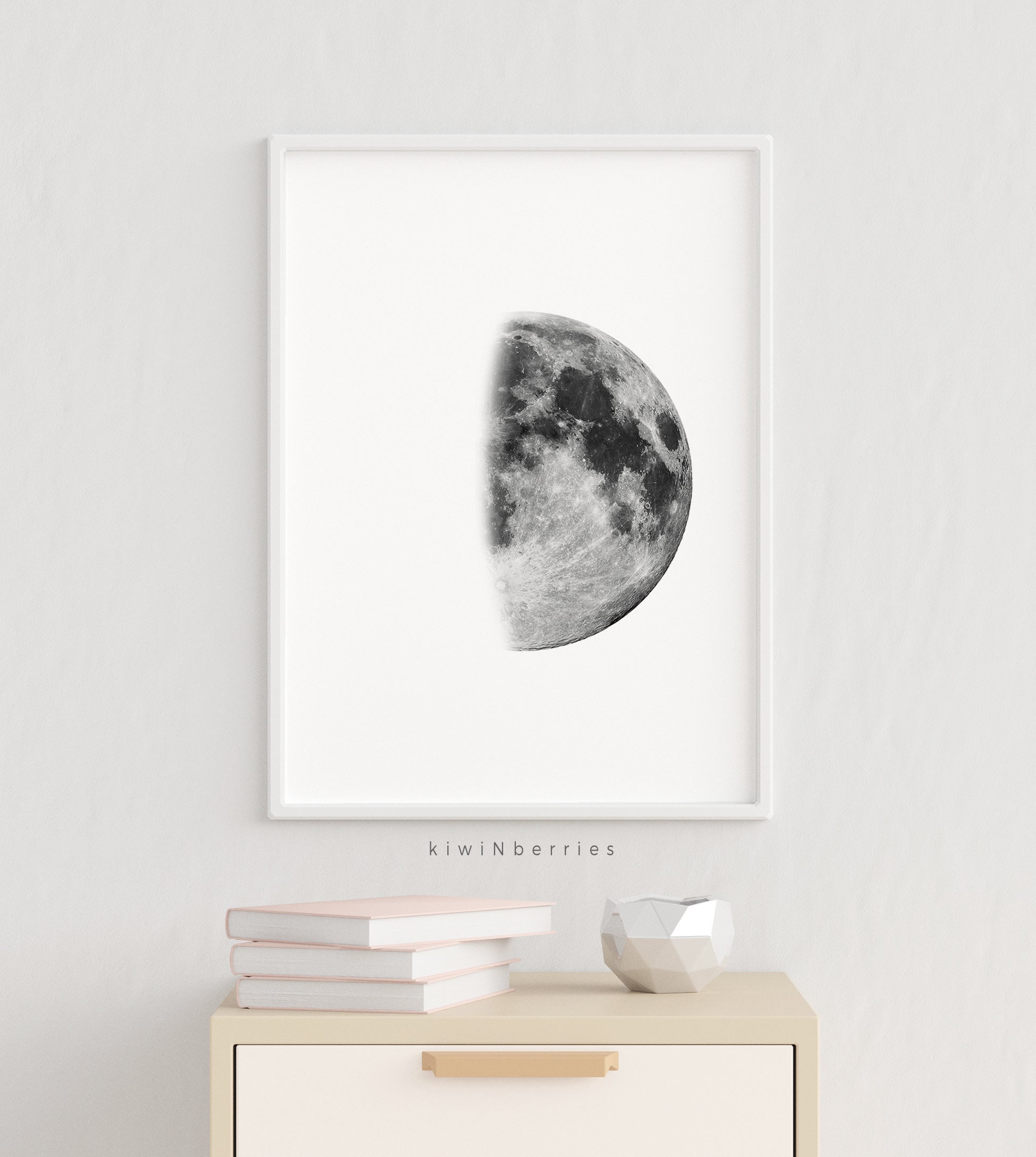 Lunar Phases Print Set of 5 Moon Phases Printable Moon | Etsy