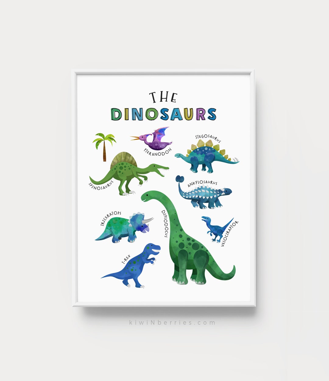 The Dinosaurs Art Print, Dinosaur Species, Dinosaurs Names Art Print ...