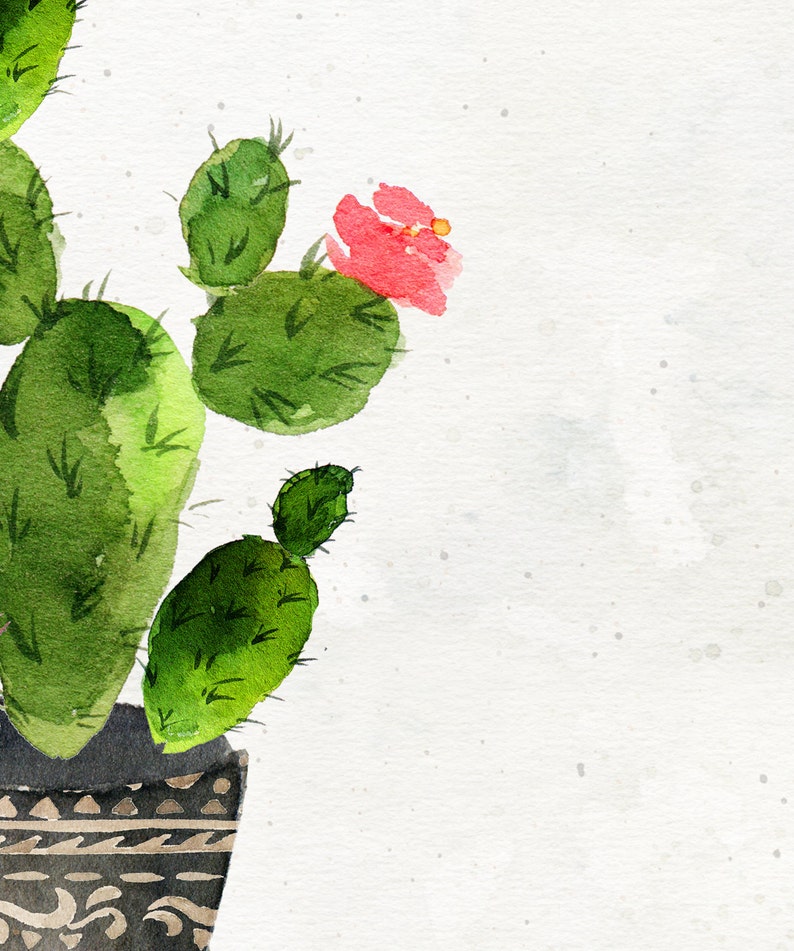 Cactus Print Boho Cactus Cottage Chic Rustic Cactus Art - Etsy