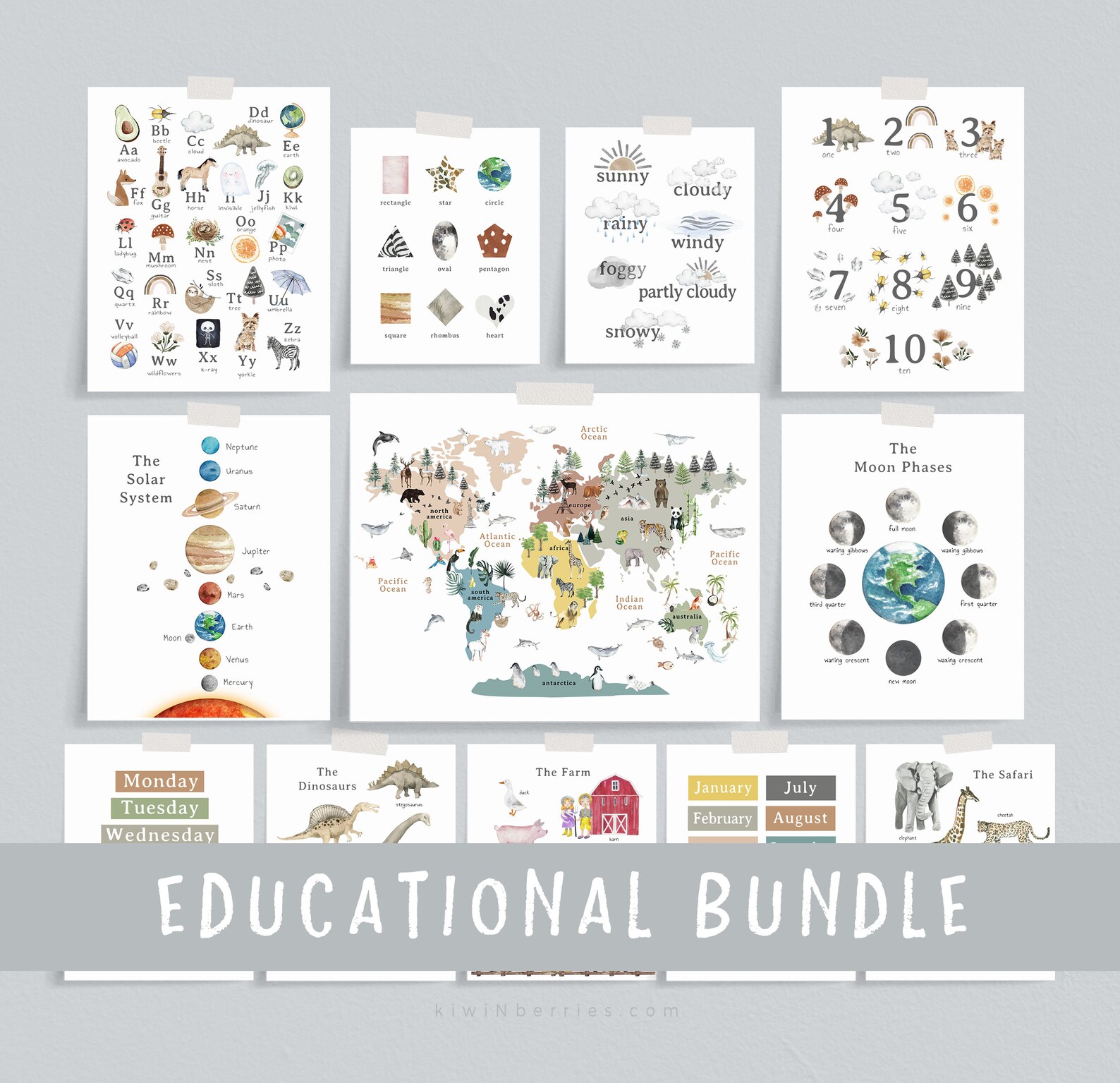 Set of 8 Educational Postersmontessori Classroom | Etsy