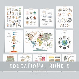 Set of 8 Educational Posters,montessori Classroom Decor,educational ...