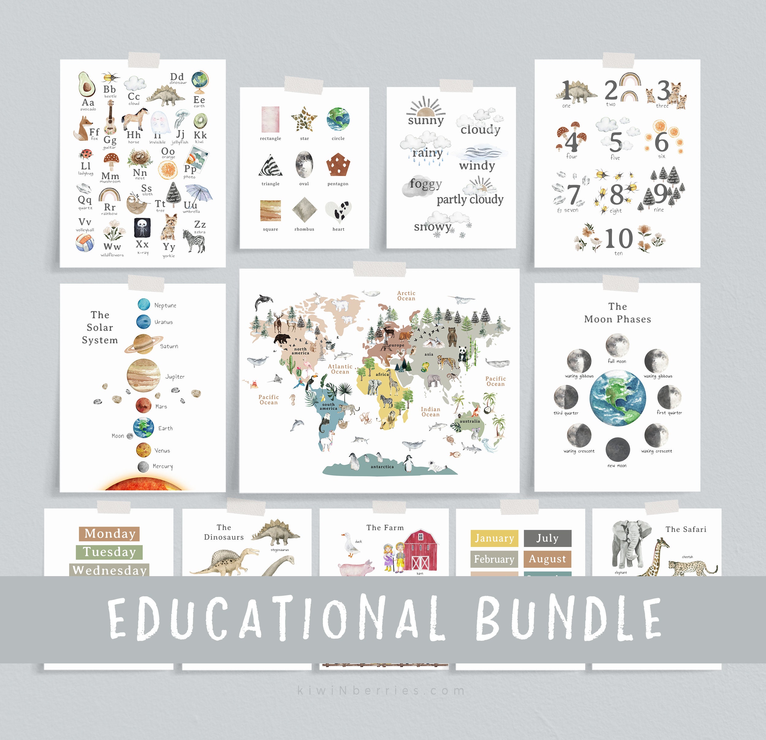 Set of 8 Educational Postersmontessori Classroom | Etsy