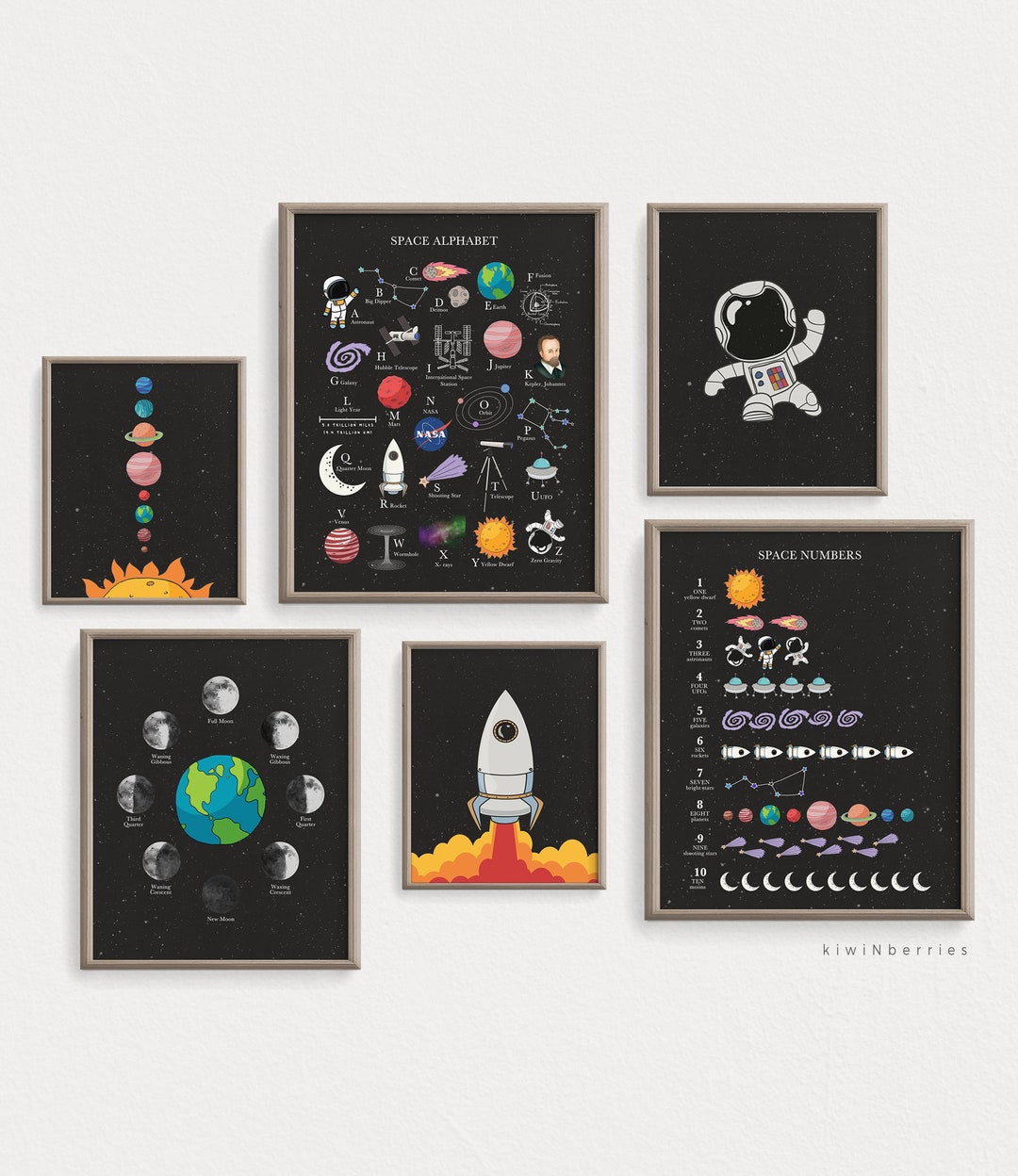 Space Printable Set, Space ABC 123, Astronaut Prints, Educational ...