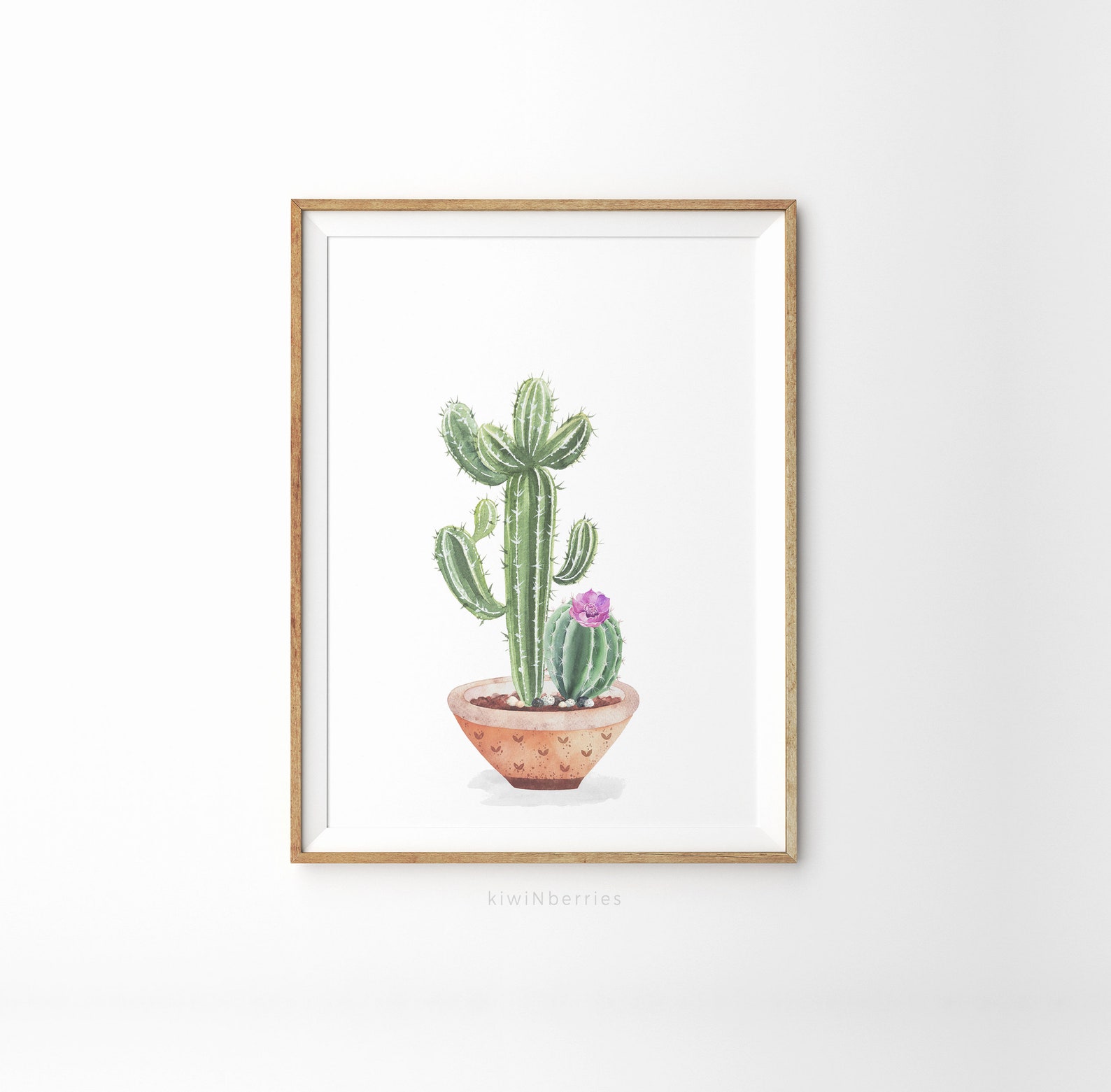 Cactus decor Cactus printable set Pastel cactus art | Etsy