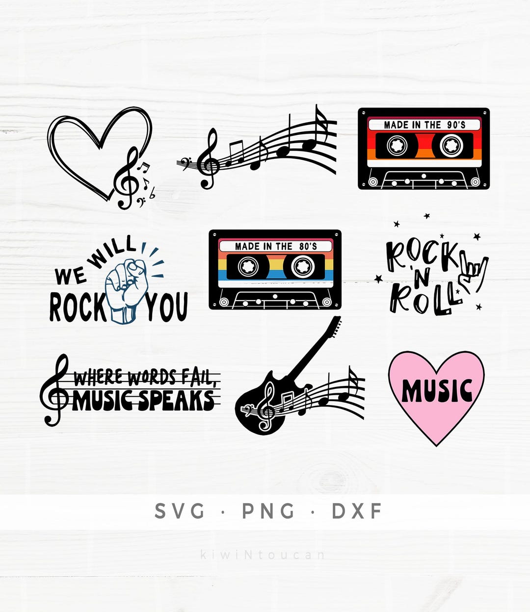 Music Set for Cutting Machines, Music Bundle SVG,9 Designs for Cricut ...
