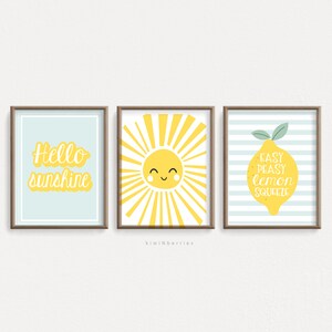 Lemon Sunshine Print Set, Fun Printable Art for Kids, Kids Room Decor ...