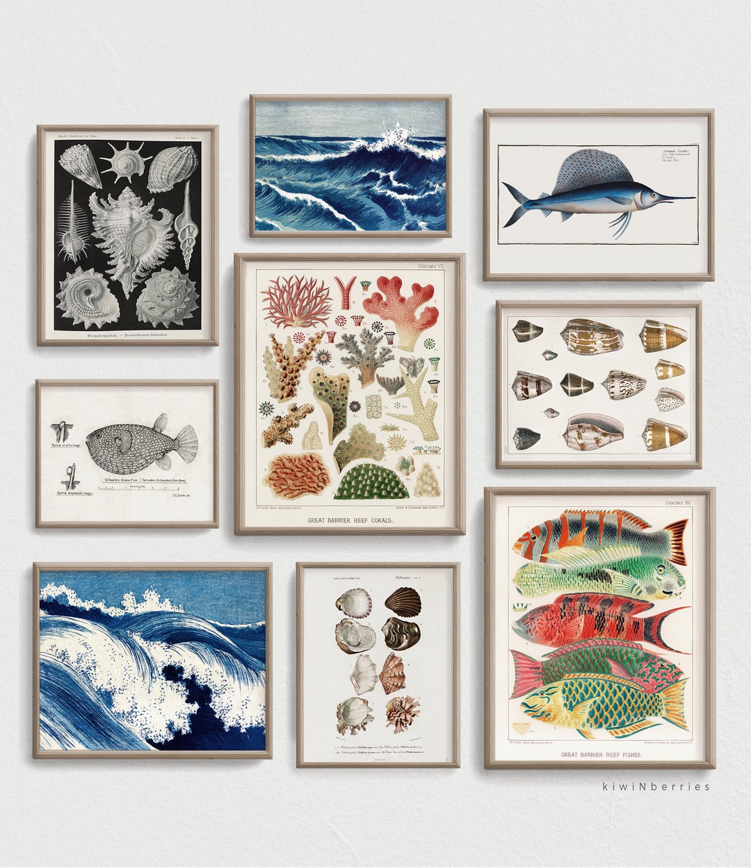 Vintage Gallery Wall Prints, Sea Ocean Marine Posters, Printable ...