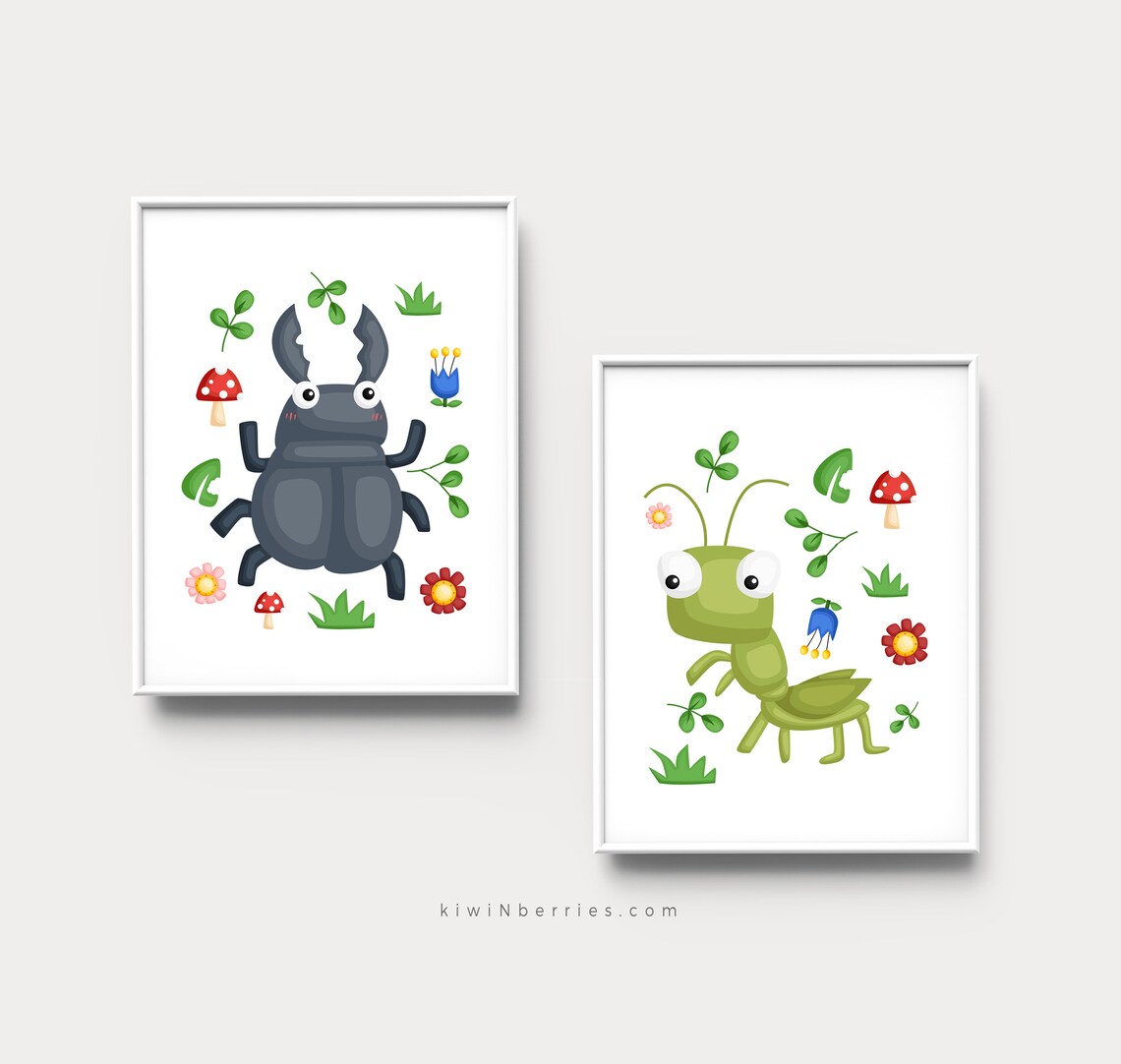 Cute Bugs Print Set, Playroom Kids Wall Art (digital Download) - Etsy