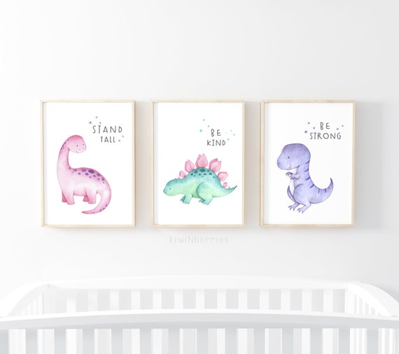 Dinosaur Prints for Girls Pink Watercolor Dinosaur Printable - Etsy