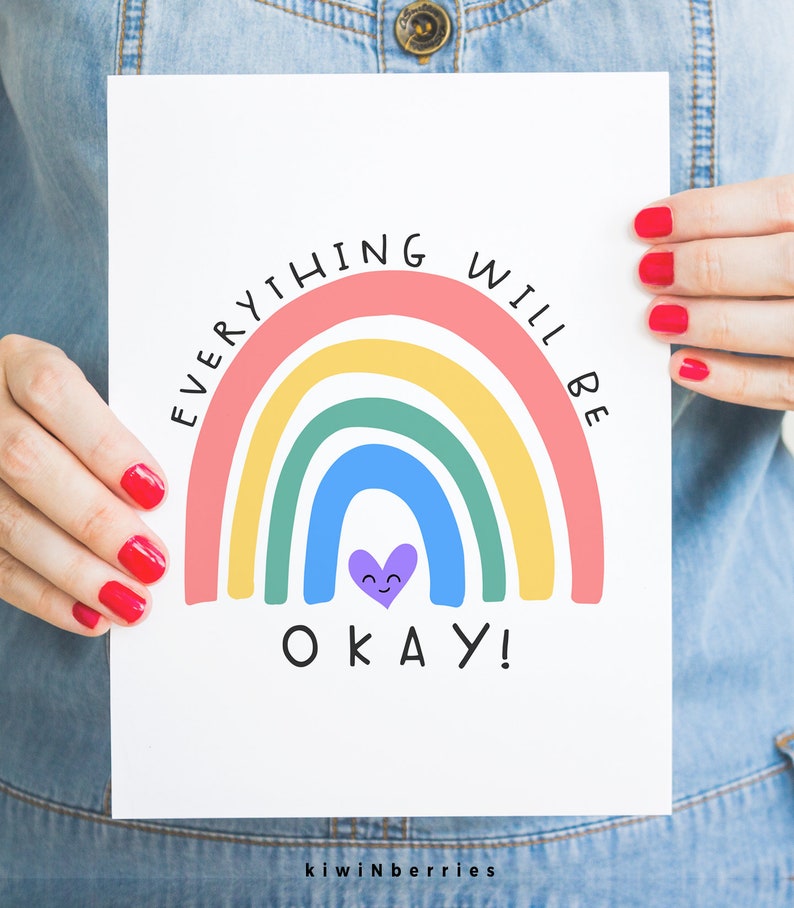 Everything Will Be Okay Printable Art Rainbow Everything - Etsy