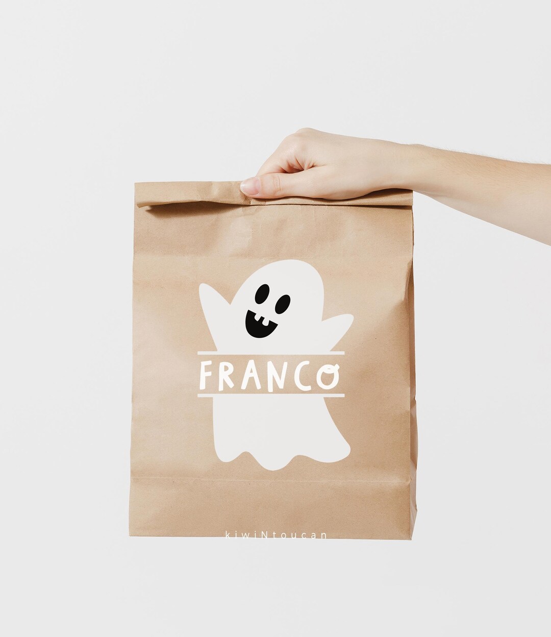 Split Ghost SVG: Personalized Halloween Treat Bag, Kids Name Clipart ...