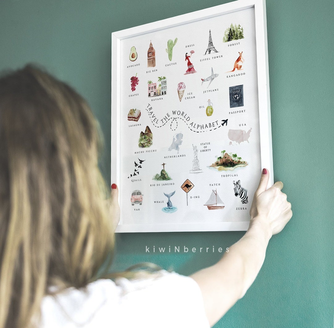 Travel Alphabet Print: World Landmarks Nursery Decor (digital Download ...