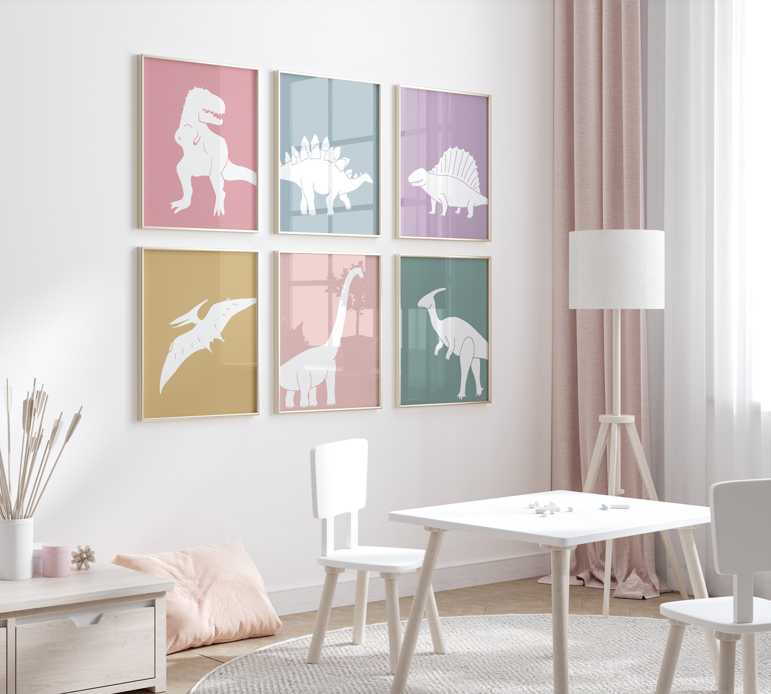 Girly Dinosaurs Prints Girls Room Decor Printable Color - Etsy