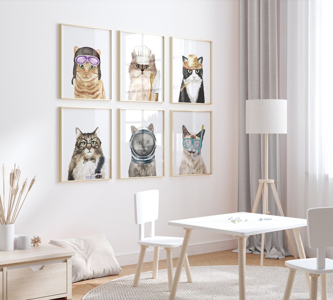 Cats With Jobs Print Set: Kids Room Decor (digital Download) - Etsy