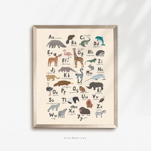 Animals Alphabet Poster, Large Alphabet Printable, Neutral Bohemian ...