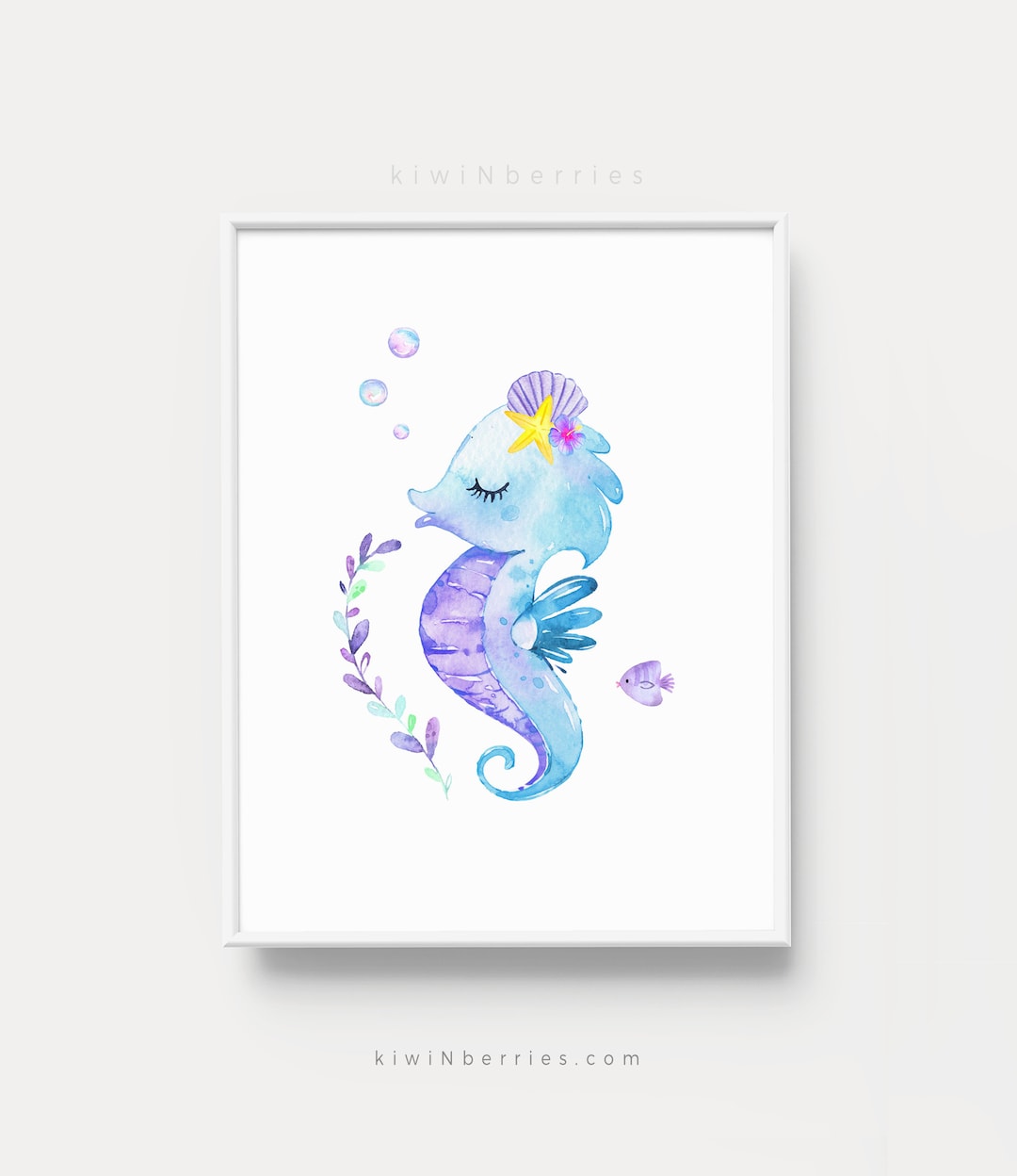 Seahorse Print, Girls Room Decor, Girl Printable Art, Ocean Themed Room ...