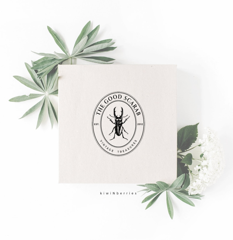 Beetle Logo Design Bugs Logo Oval Round Branding for Small - Etsy