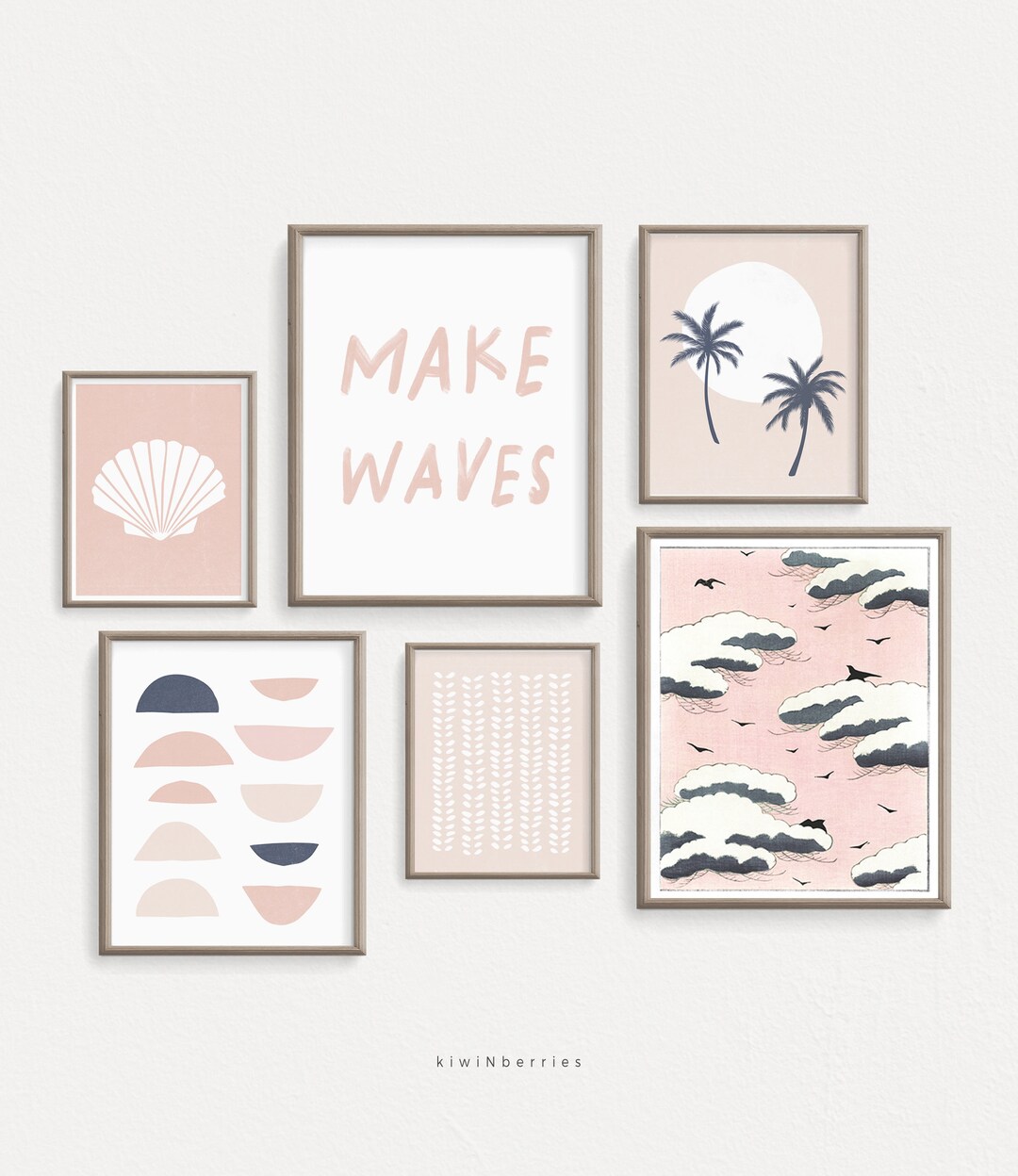 Set of 6 Boho Blush Prints, Pink Gallery Wall Prints, Beach Posters ...