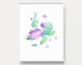 Seahorse Print Girls Room Decor Girl Printable Art Ocean | Etsy