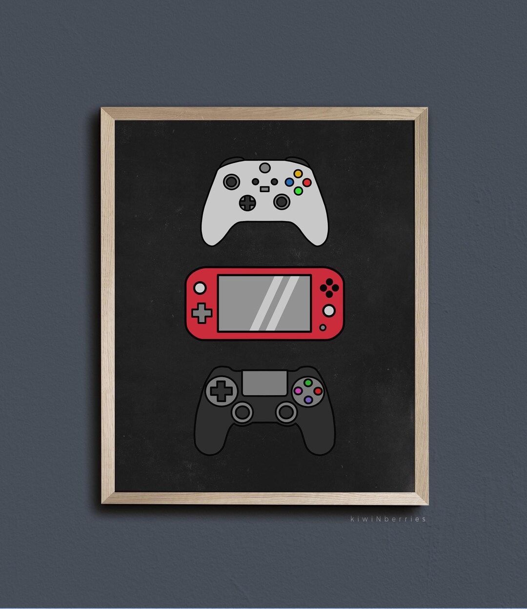 Game Controllers Print, Gamer Posters, Black Background, Printable ...