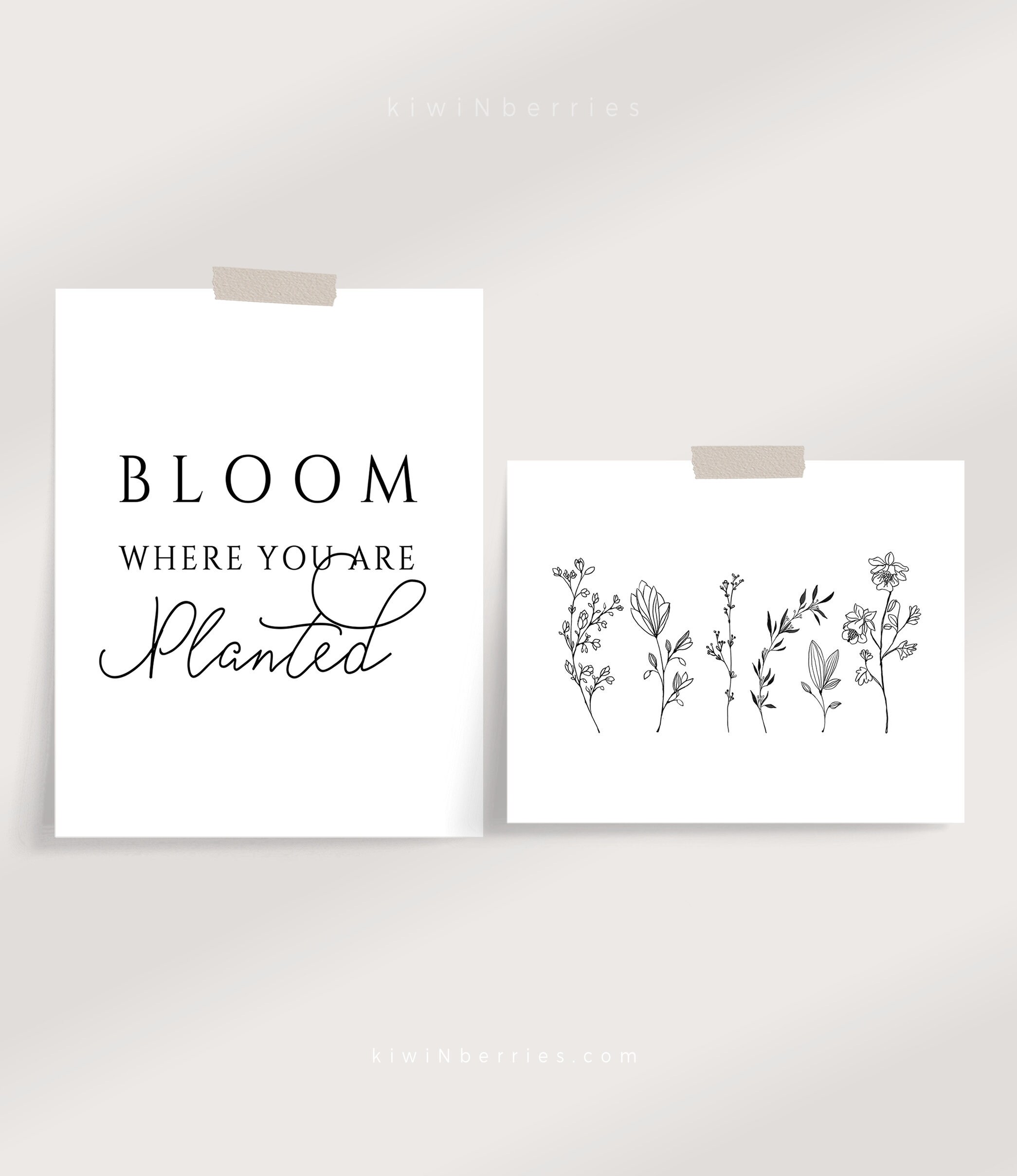 Botanical line art Minimalist Plant decor Black and White | Etsy