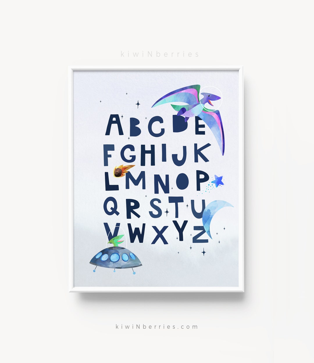 Dino Alphabet Print, Alphabet Printable, Dinosaur Boys Bedroom, Space ...