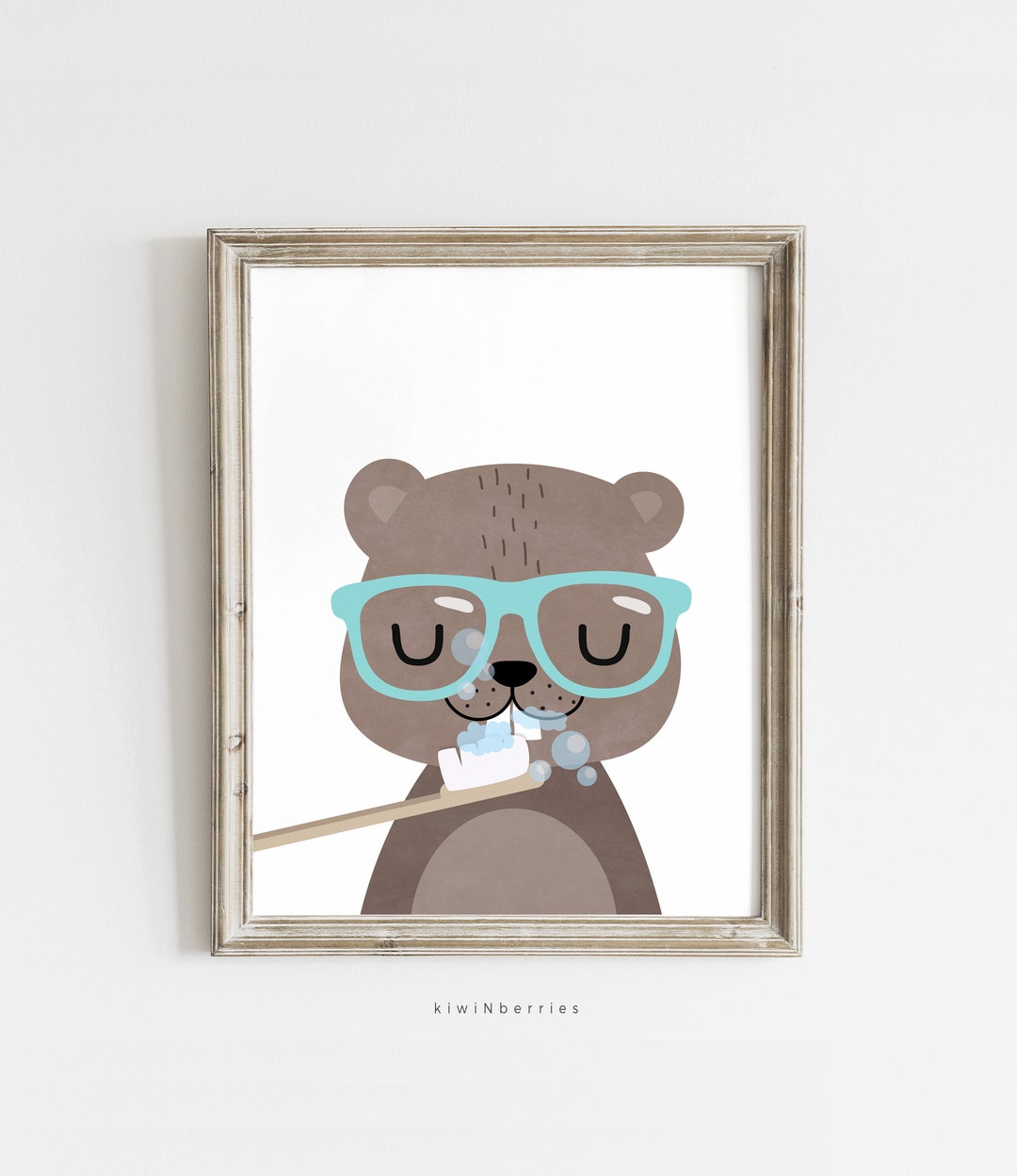 Beaver Brushing Teeth Print, Dentist Office Printable Art, Funny Fun ...