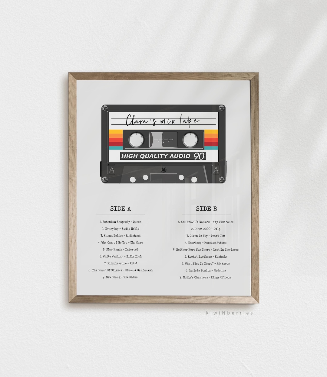 Custom Mix Tape Poster Print - Personalised Music Playlist, Retro ...