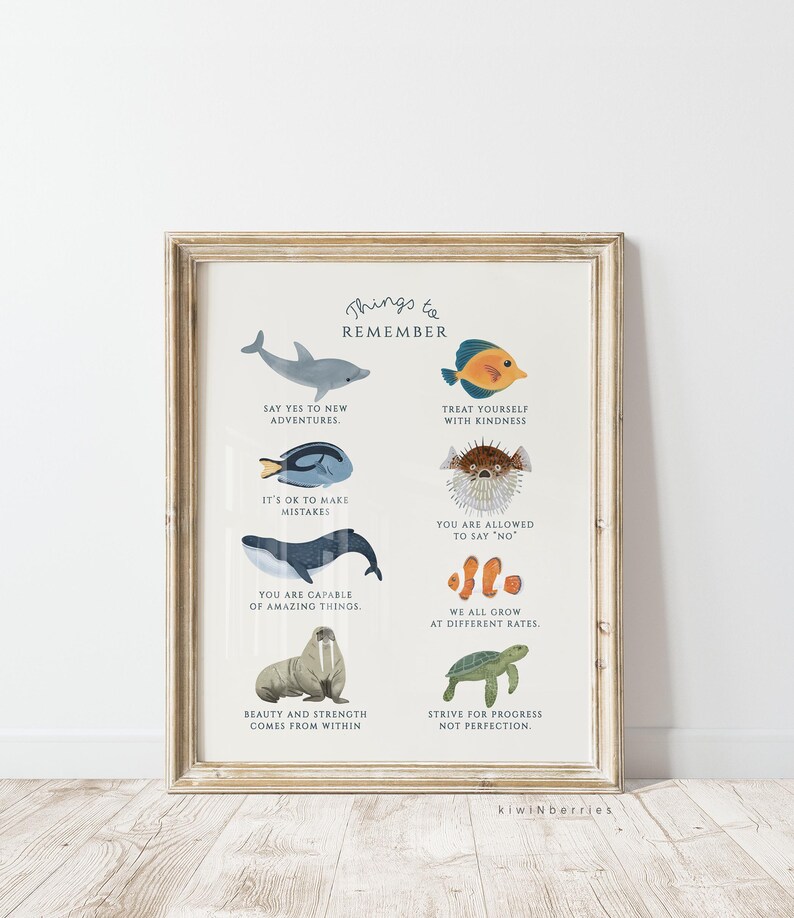 Ocean Animals Positive Affirmations Poster: Kids Room Decor (digital ...