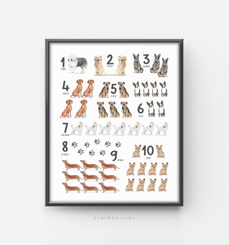 Dog Breeds Alphabet Print, ABC and Numbers Poster (digital Download) - Etsy