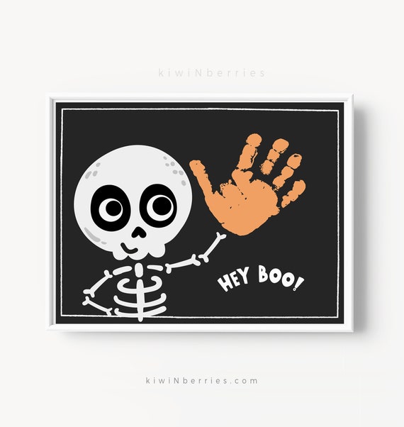 Skeleton Craft Print Stamp Your Handprint Halloween - Etsy