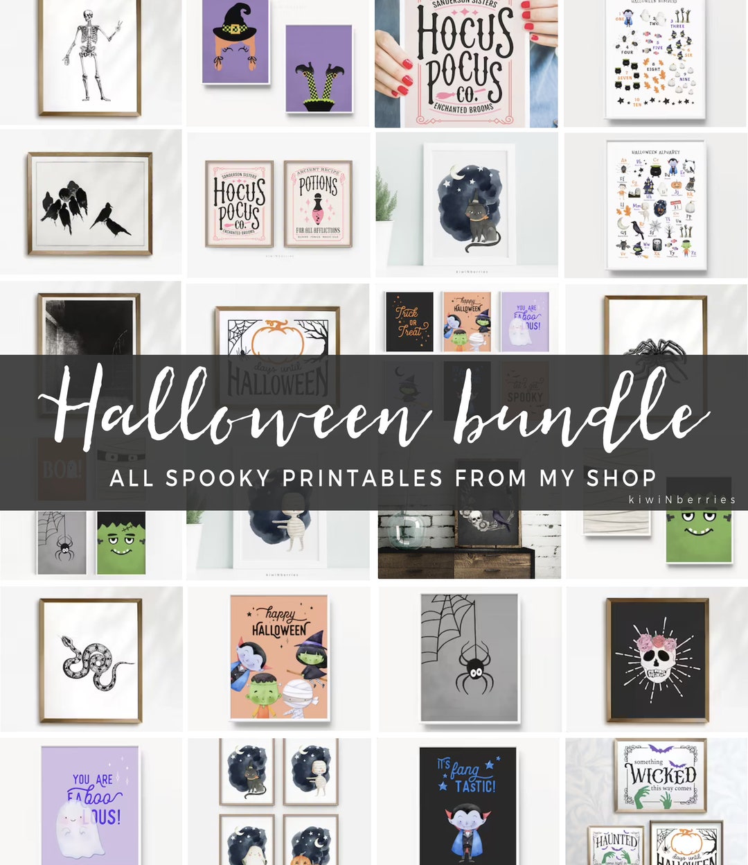 Halloween Art Bundle, Printable Posters for Halloween, Halloween Prints ...
