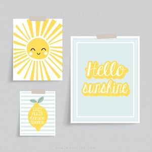 Lemon Sunshine Print Set, Fun Printable Art for Kids, Kids Room Decor ...