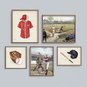 Retro Baseball Prints: Boys Room Decor, Set of 3 (digital Sport ...