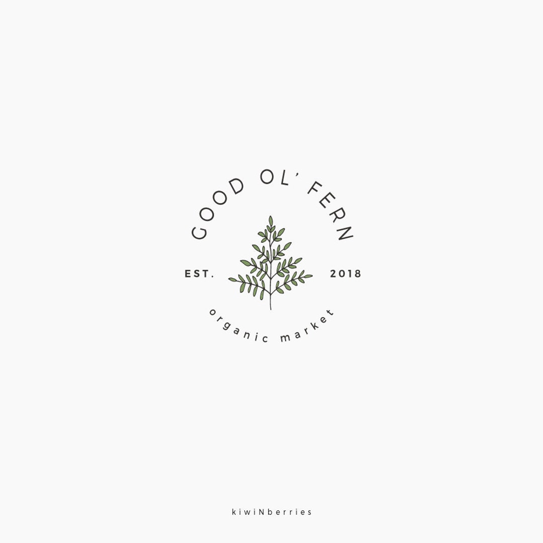Round Logo Design, Type Layout Logo, Fern Botanical Logo, Premade Logos ...