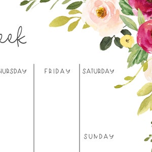 Weekly Planner Printable, Floral Planner, Undated Weekly Plan ...