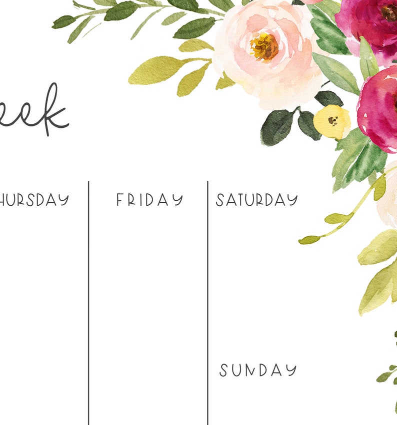 Weekly Planner Printable Floral Planner Undated Weekly Plan - Etsy