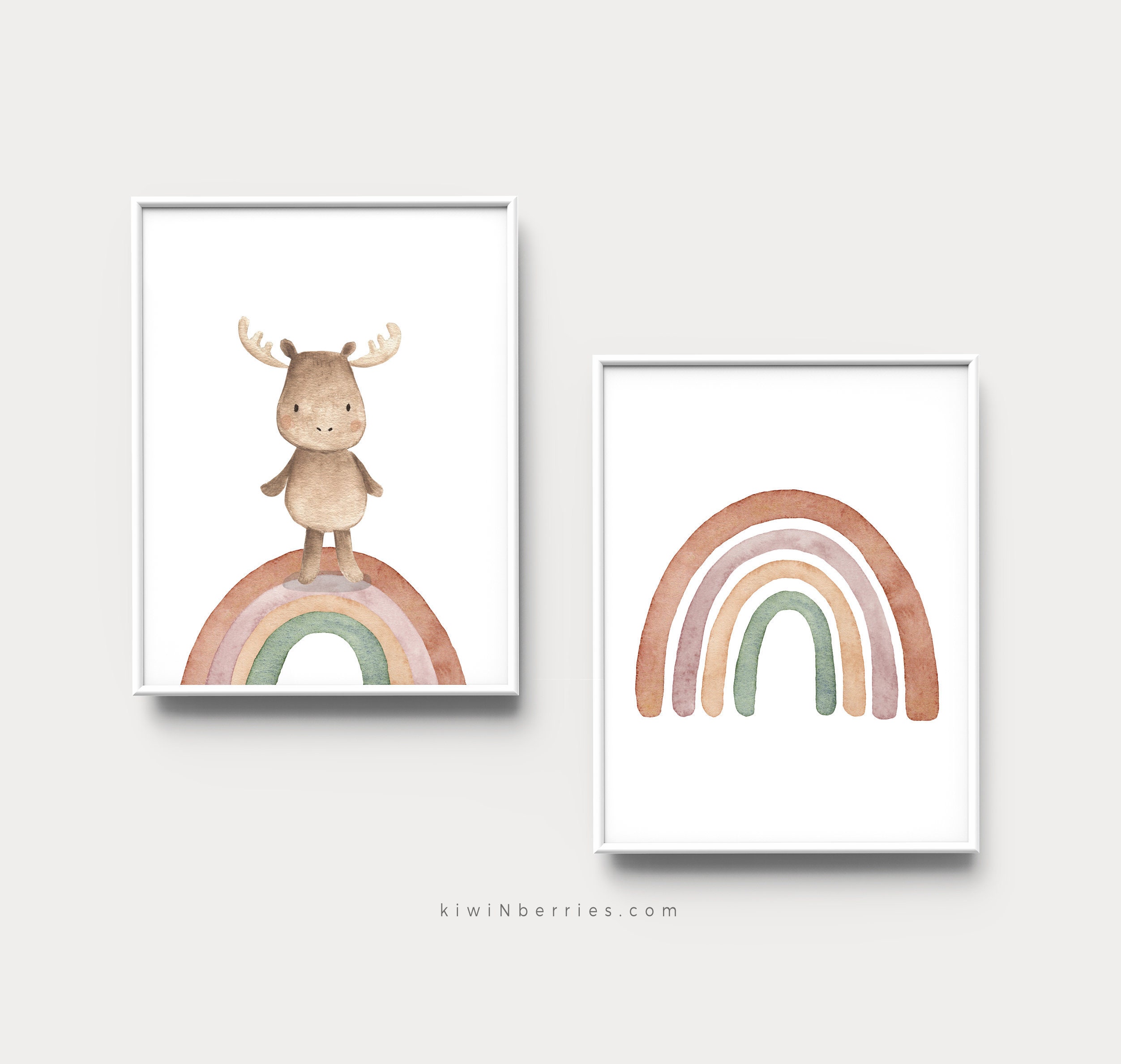 Neutral Rainbow Art Rainbow Poster Earthy Boho Rainbow | Etsy