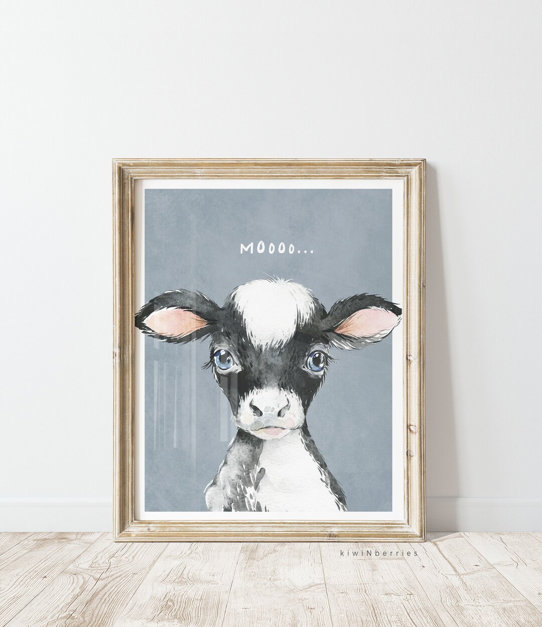 Cow Poster Digital, Nursery Wall Art, Posters to Download, Blue Pastel ...