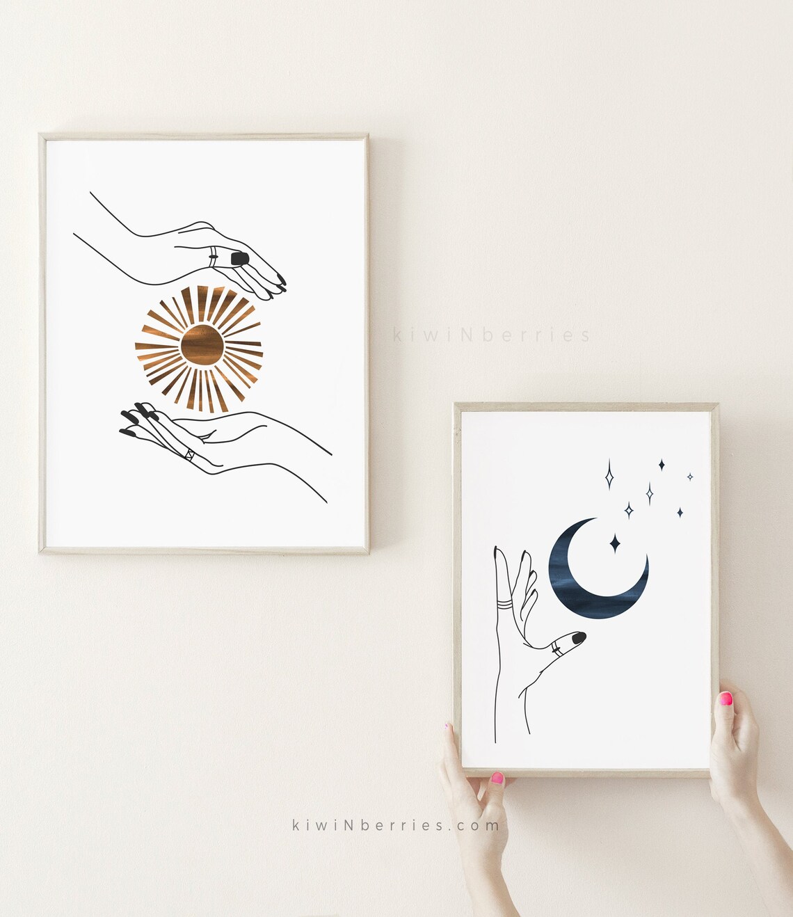 Abstract Moon Art Hands Holding Moon Print Celestial Art - Etsy