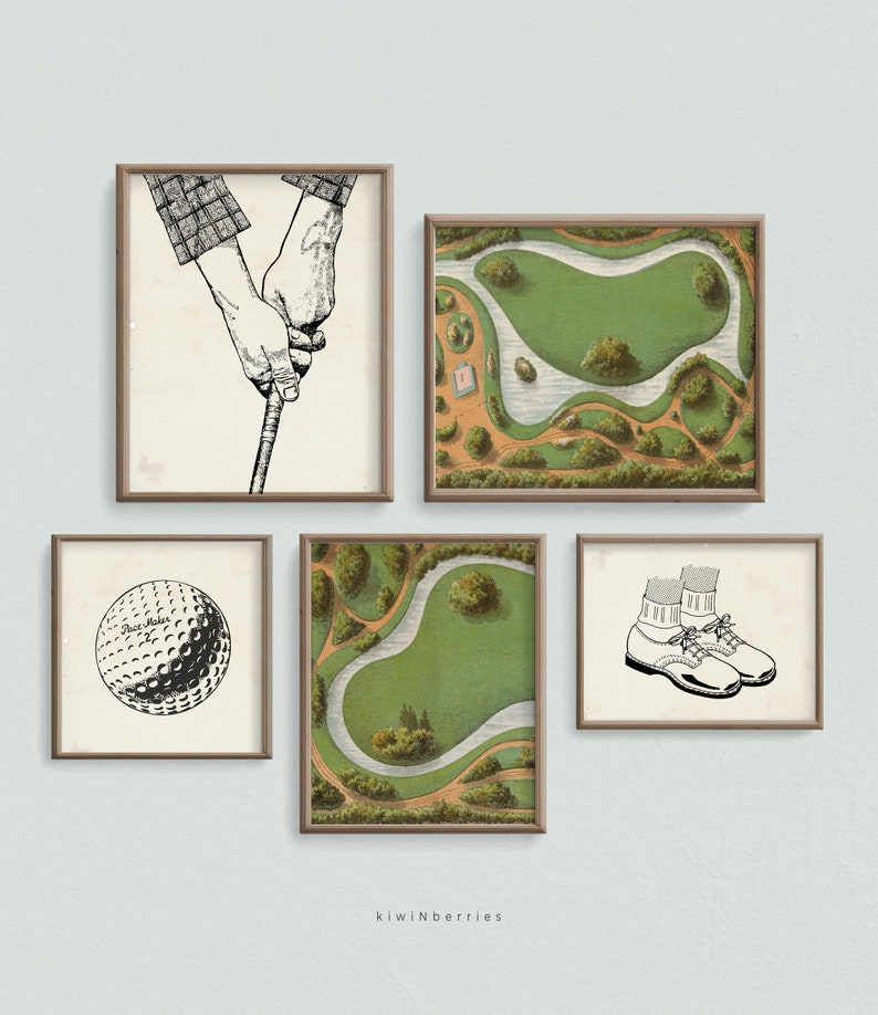 Vintage Golf Art Print: Rustic Beige Sketch (digital Download) - Etsy