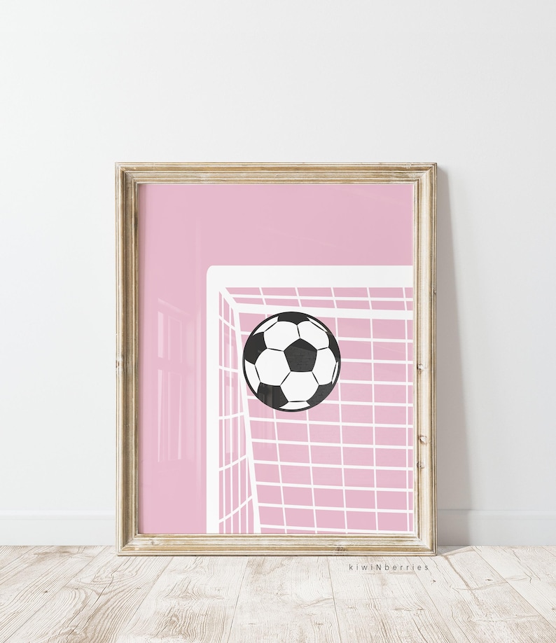 Pastel Pink Goal Print, Football Soccer Wall Art, Girls Room Decor ...