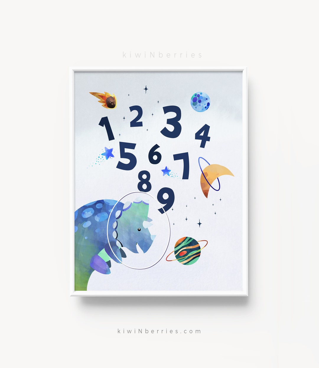 Dino Numbers Print, Numbers Printable, Dinosaur Boys Bedroom, Space ...