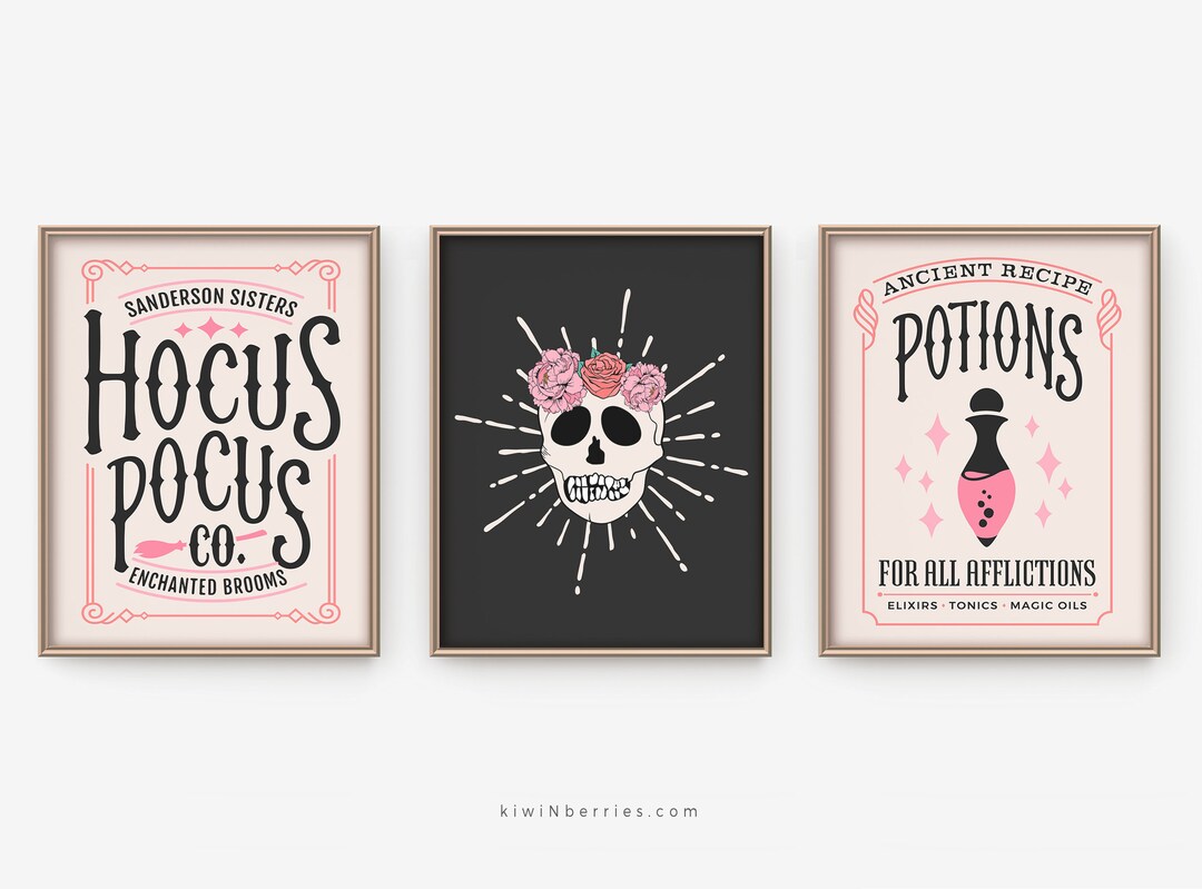 Pastel Halloween Prints, Witch Poster Set, Witchy Wall Decor, Halloween ...