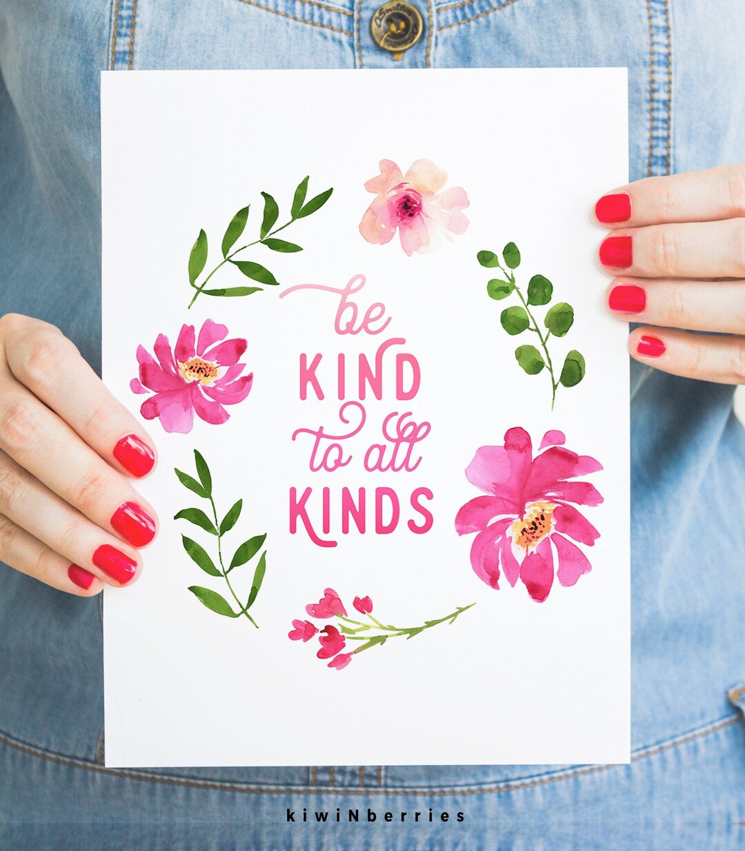 Be Kind to All Kinds Print, Girl Bedroom Decor, Animal Kindness, Girl ...