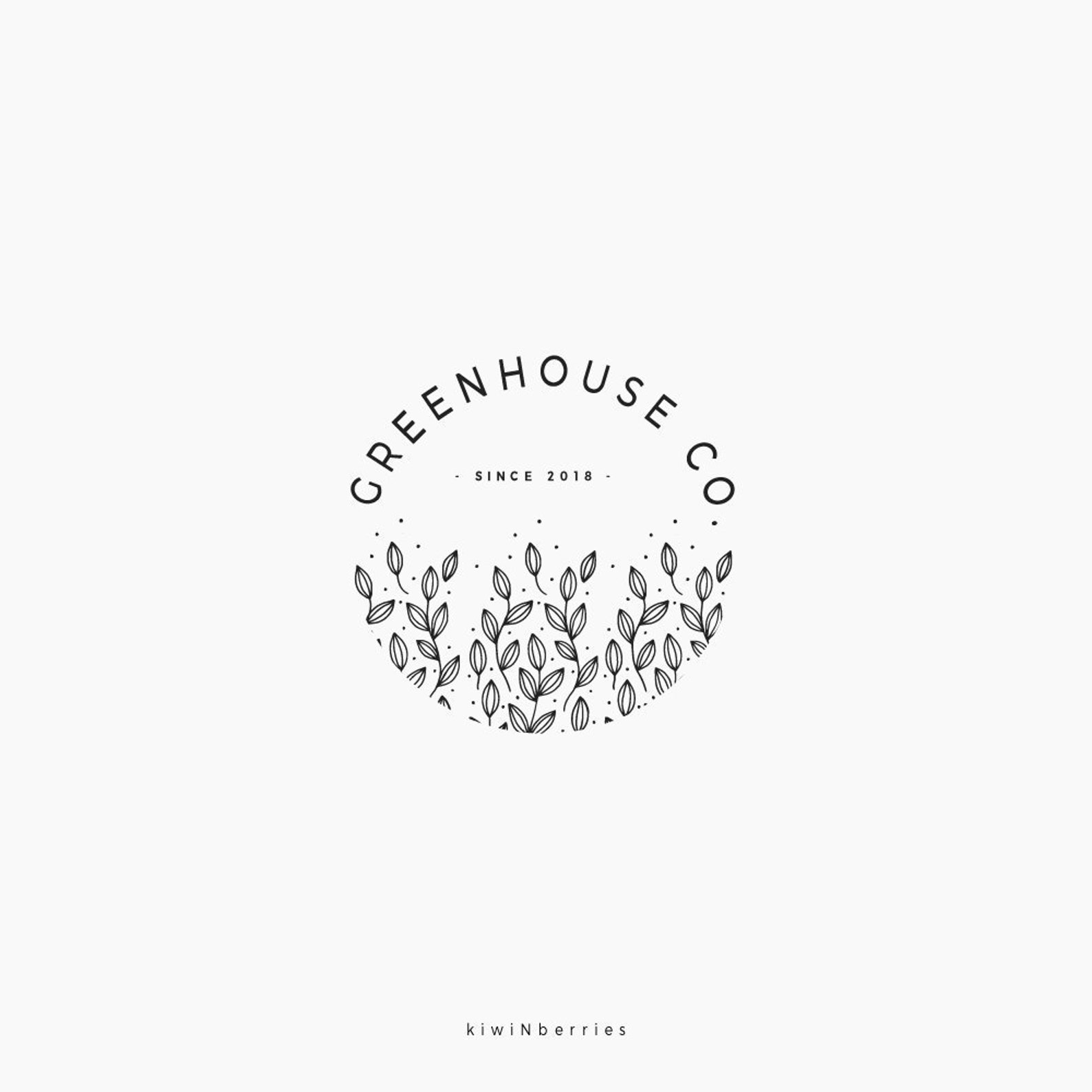 Premade Logo Design Round Botanical Logo Greenery Logo - Etsy